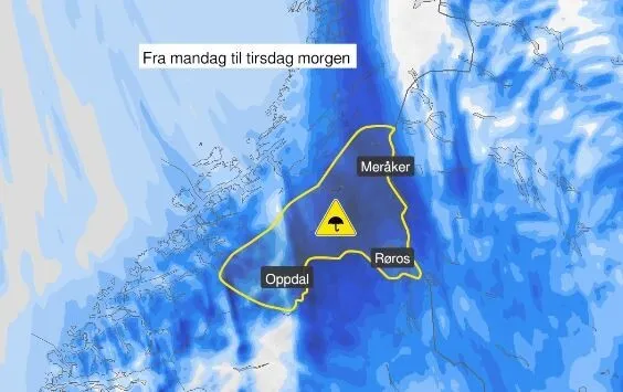 Farevarsel for regn i Trøndelag og på Nordmøre - TV 2