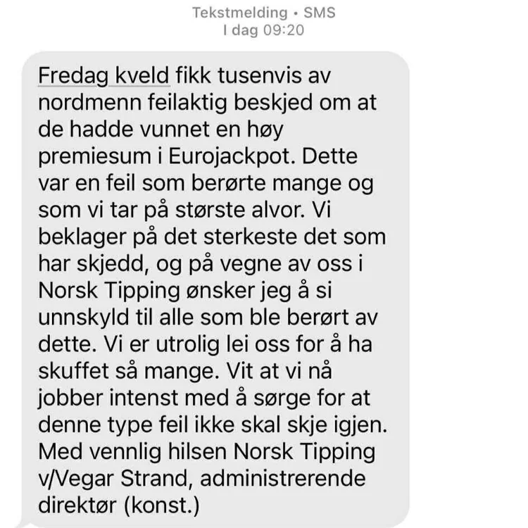 Norsk Tipping har sendt melding til kunder etter tippeskandalen - TV 2