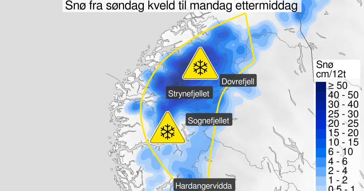 Gult farevarsel for snø i Sør-Norge - TV 2