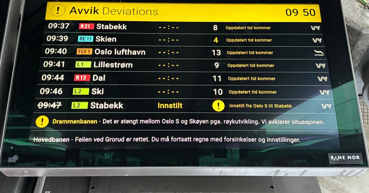 Røyk på togstasjon i Oslo ga stans av all trafikk - TV 2